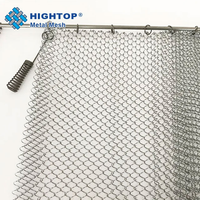 HTP-FM-002:Decorative Stainless Steel Metal Coil Curtain Fireplace Mesh ...